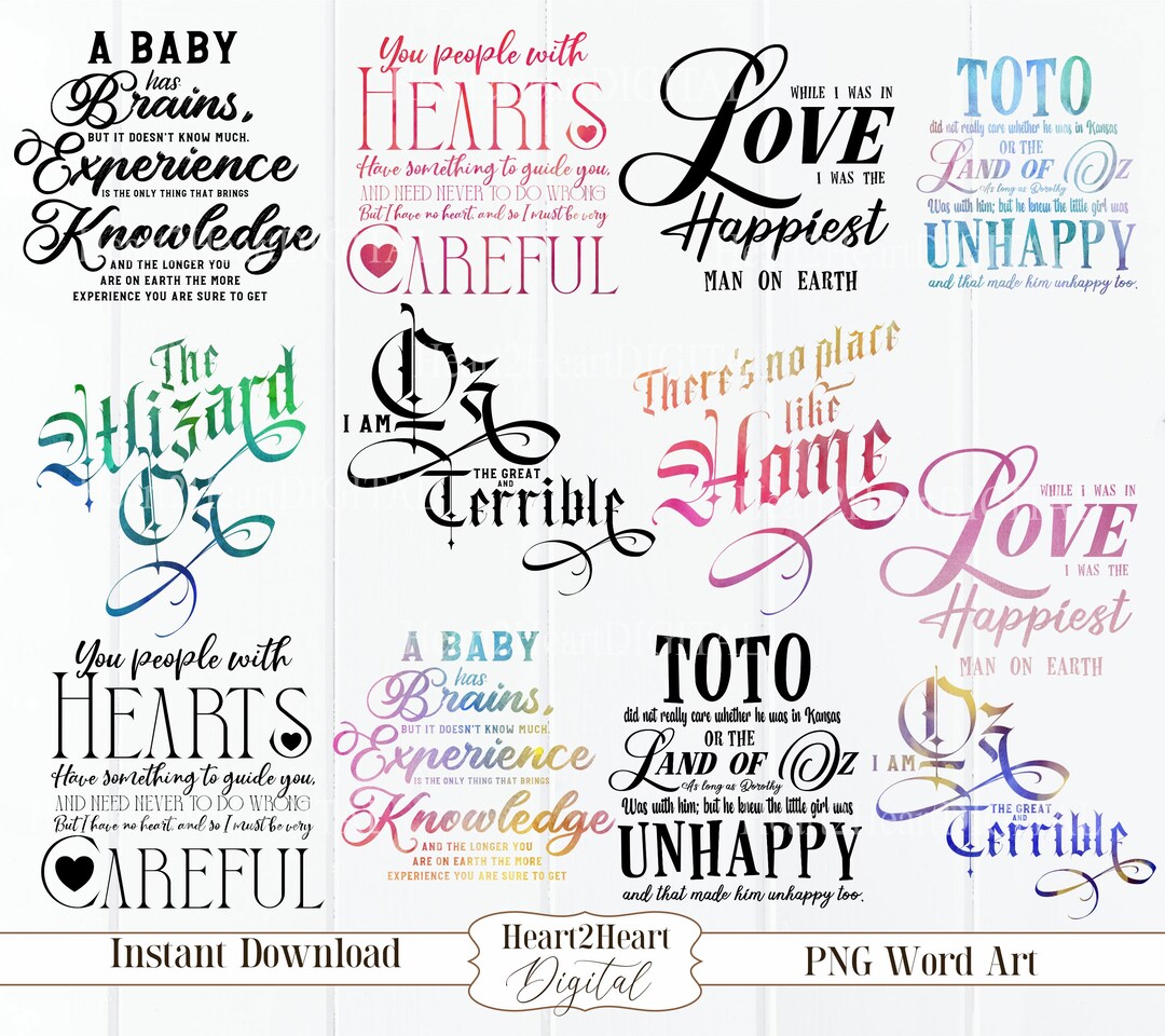 Wizard of Oz Quotes Part II PNG Word Overlays Word Clipart - Etsy Canada