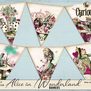 Alice in Wonderland Banners Printable Party Bunting INSTANT DOWNLOAD ...