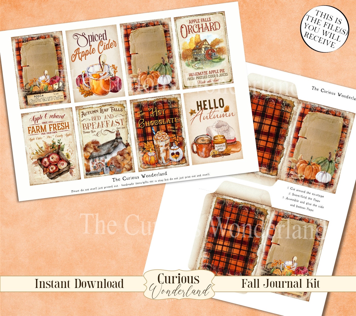 Fall Pumpkin Part 1 Junk Journal Ephemera Pack Digital Download Kit ...