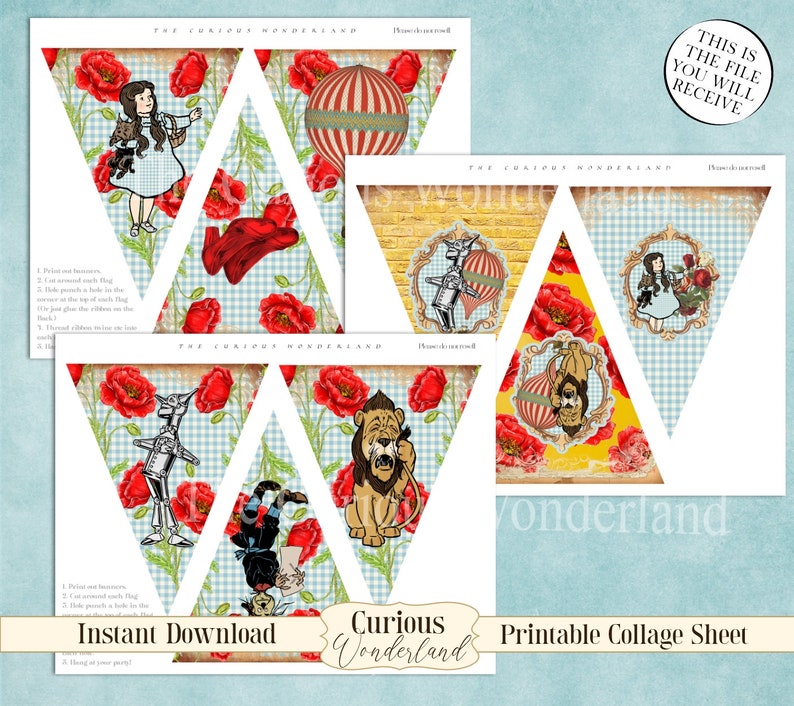 Printable Wizard of Oz Bunting Banner Flags Party Decoration | Etsy