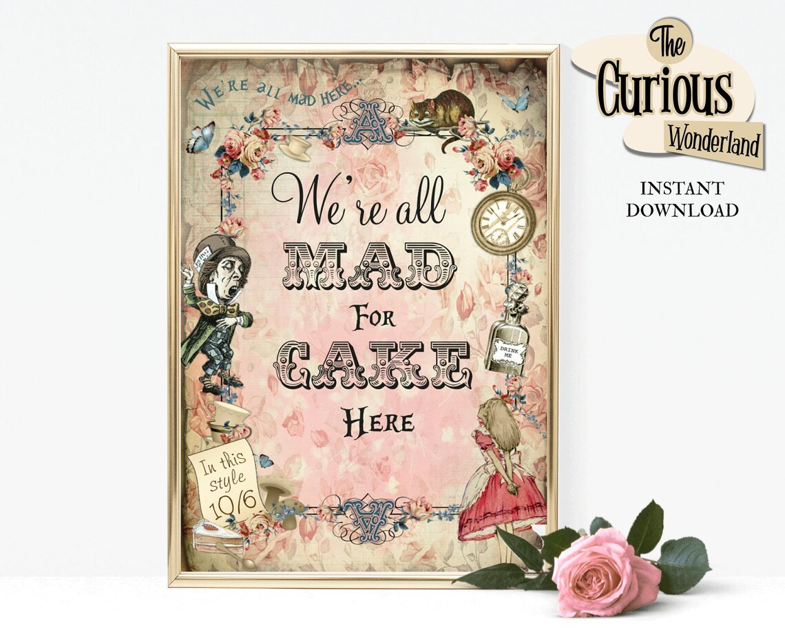 Alice in Wonderland Cake Sign Wedding Sweet Table Sign - Etsy UK