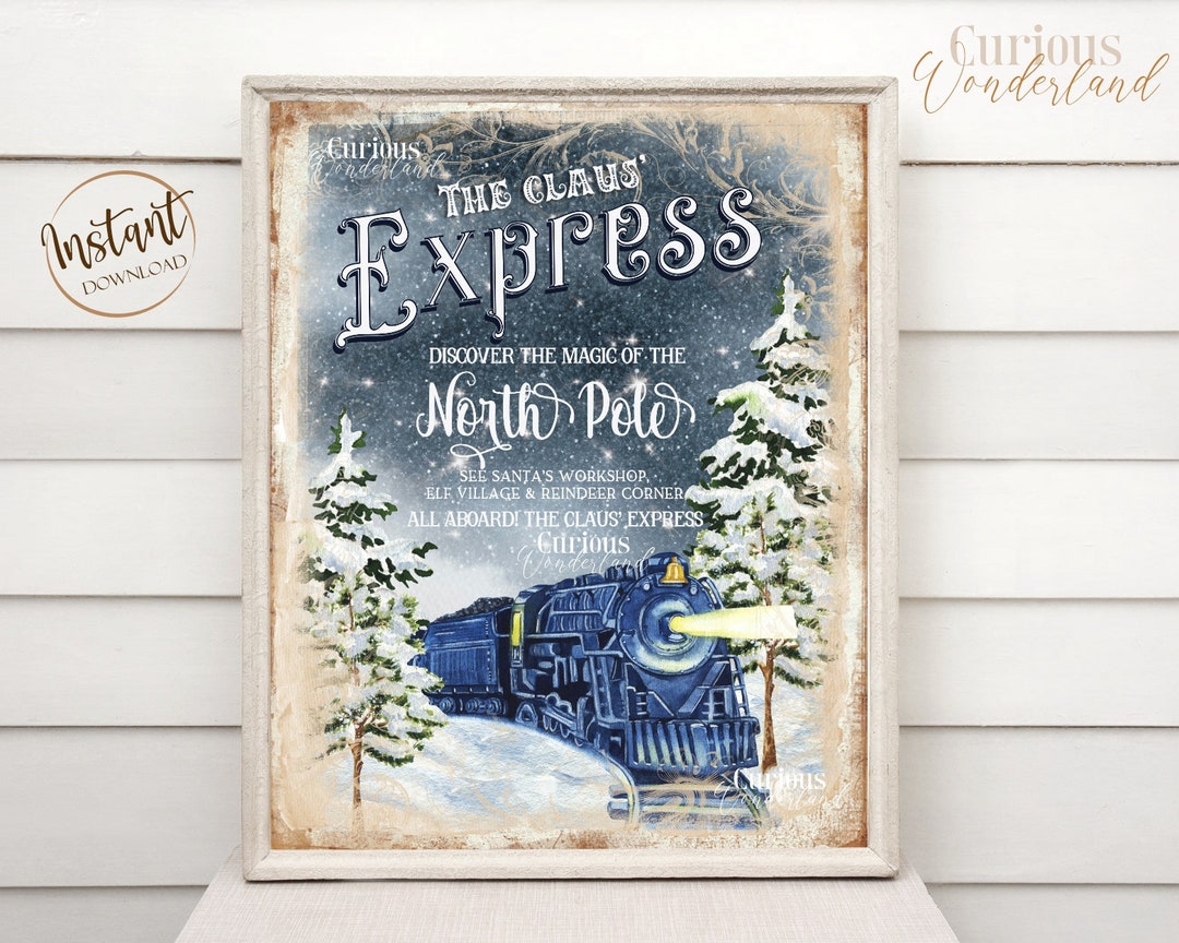 Christmas Train Sign - Digital Instant Download - North Pole Express ...