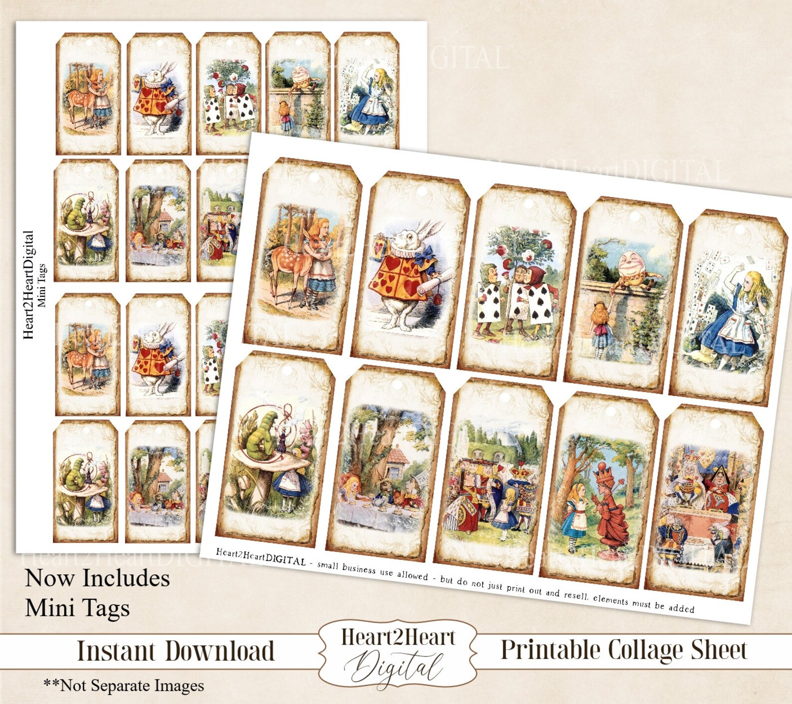 Vintage Alice in Wonderland Tags, Labels, Printable Tags, Favors Tea ...