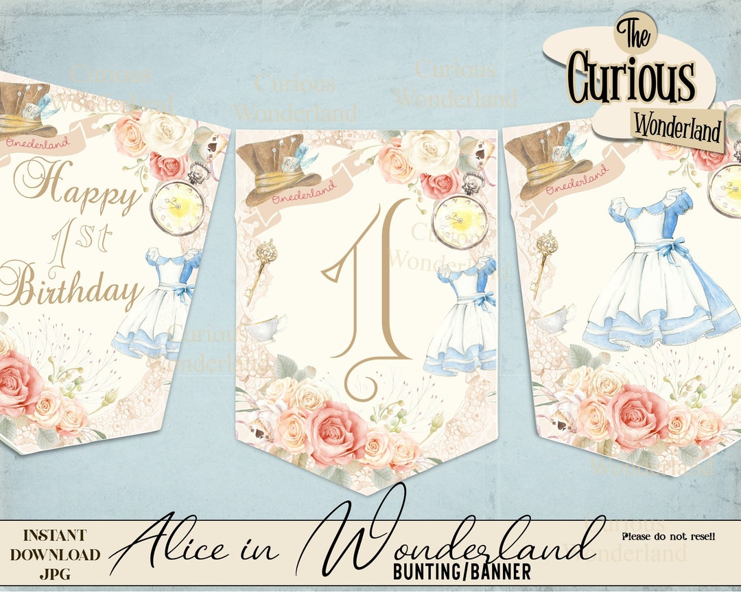 Alice in Wonderland One Banner One Bunting ONE Garland - Etsy UK