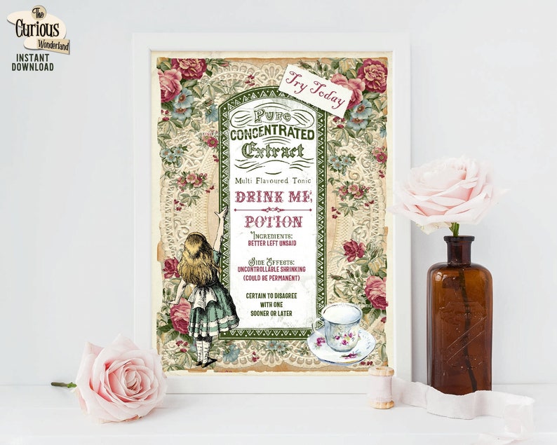 Alice in Wonderland Drink Me Potion Sign Onederland Tea - Etsy