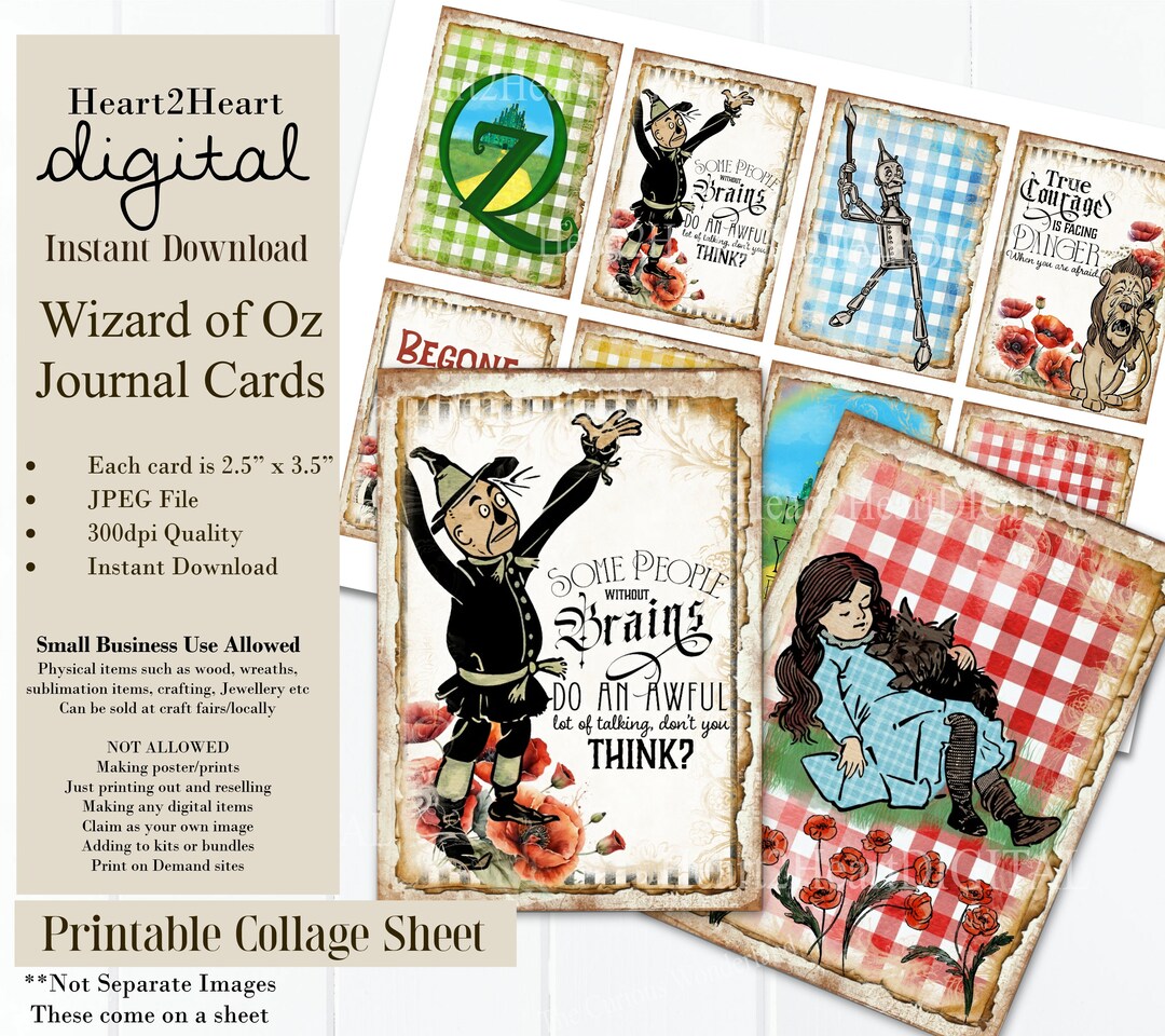 Vintage Wizard of Oz ATC Cards, Party Decoration, Cardmaking, Junk ...