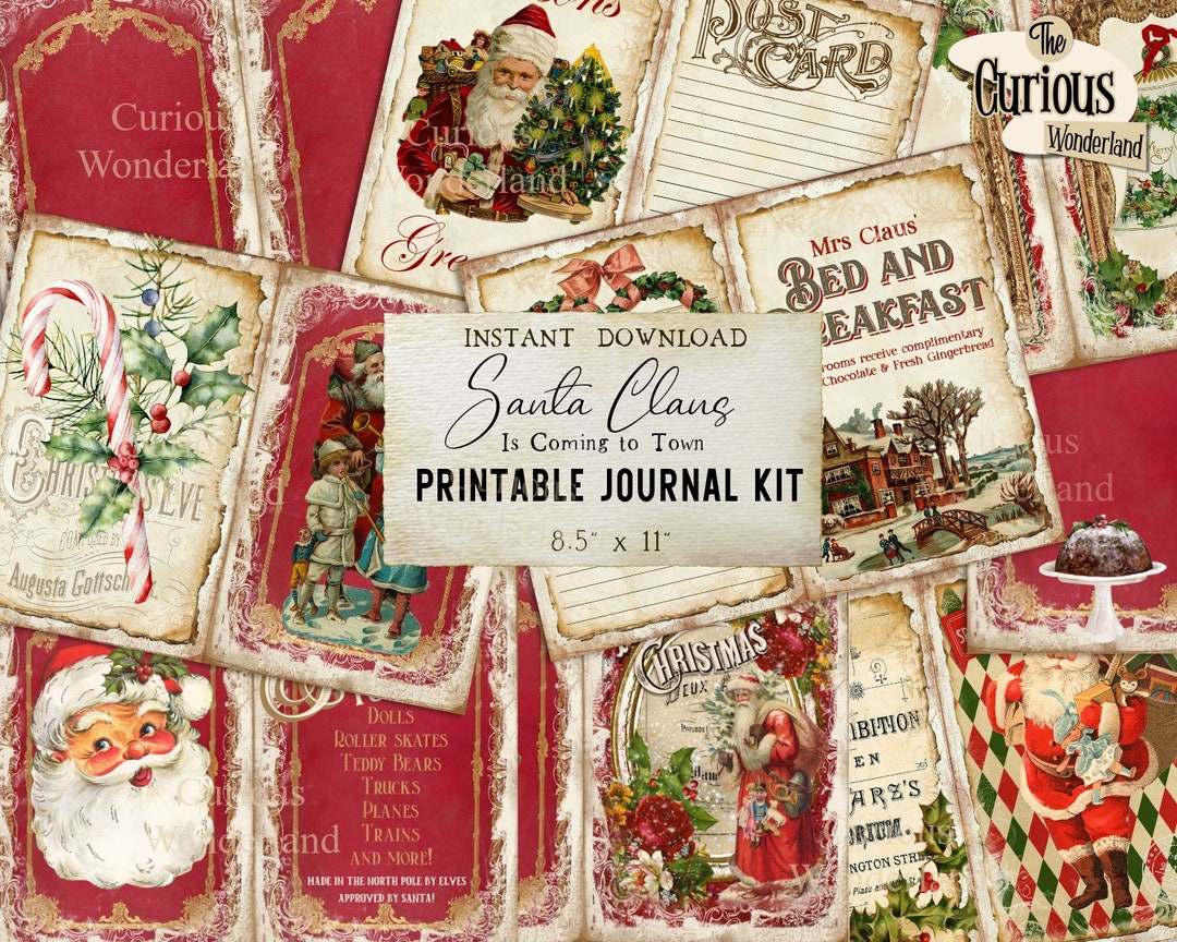 Retro Santa Claus Christmas Junk Journal, Printable, Santa Journal ...