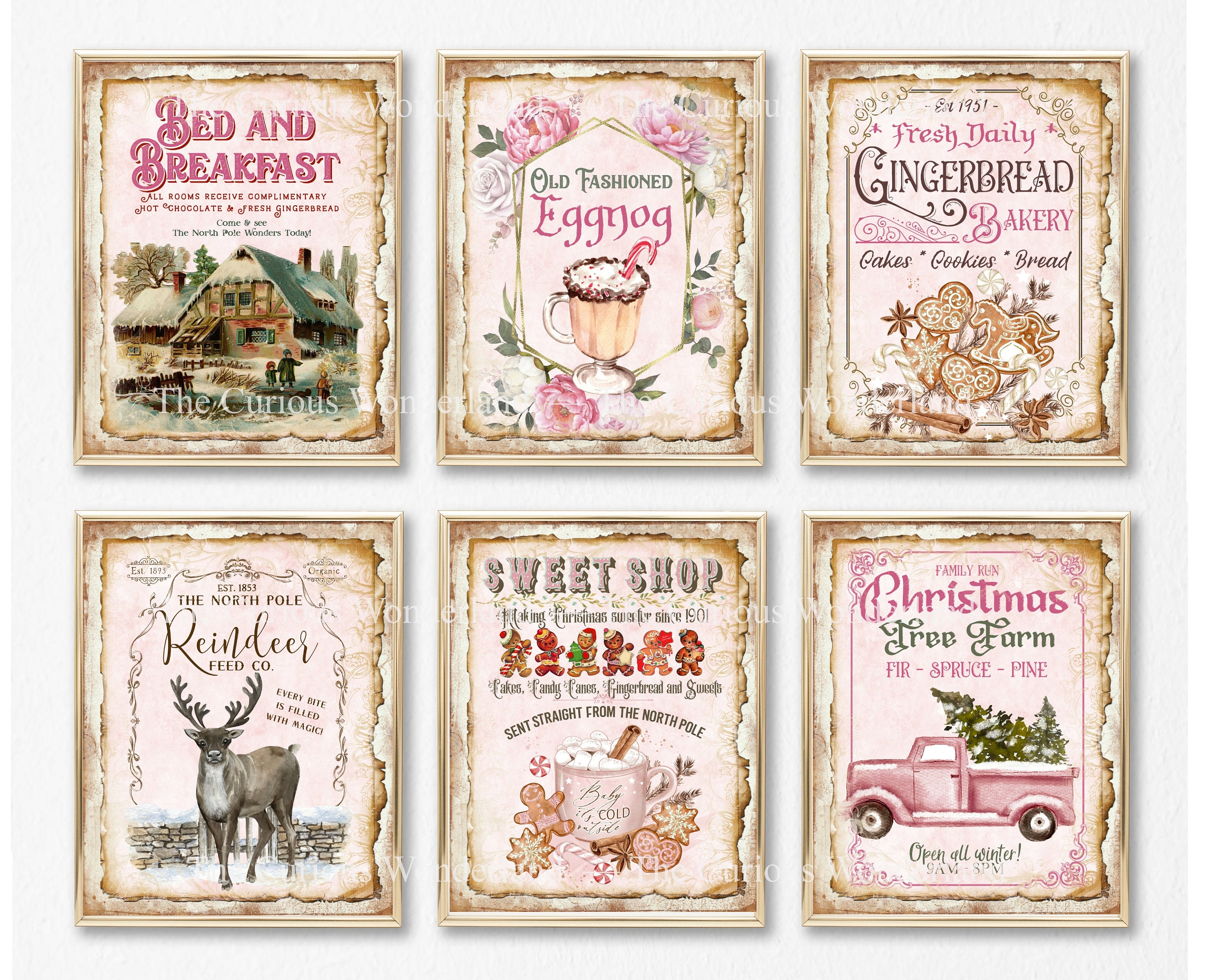 Pink Christmas Sign Bundle Shabby Chic Christmas Reindeer - Etsy UK