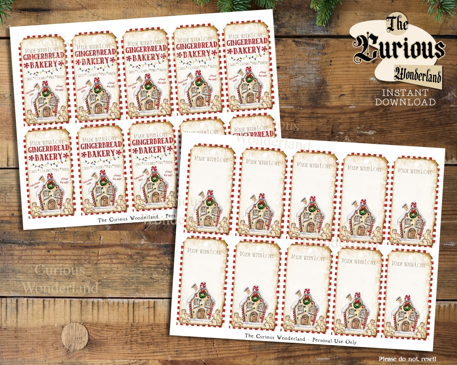 Printable Gingerbread Cookie Tags, Made With Love Tags, Journals ...