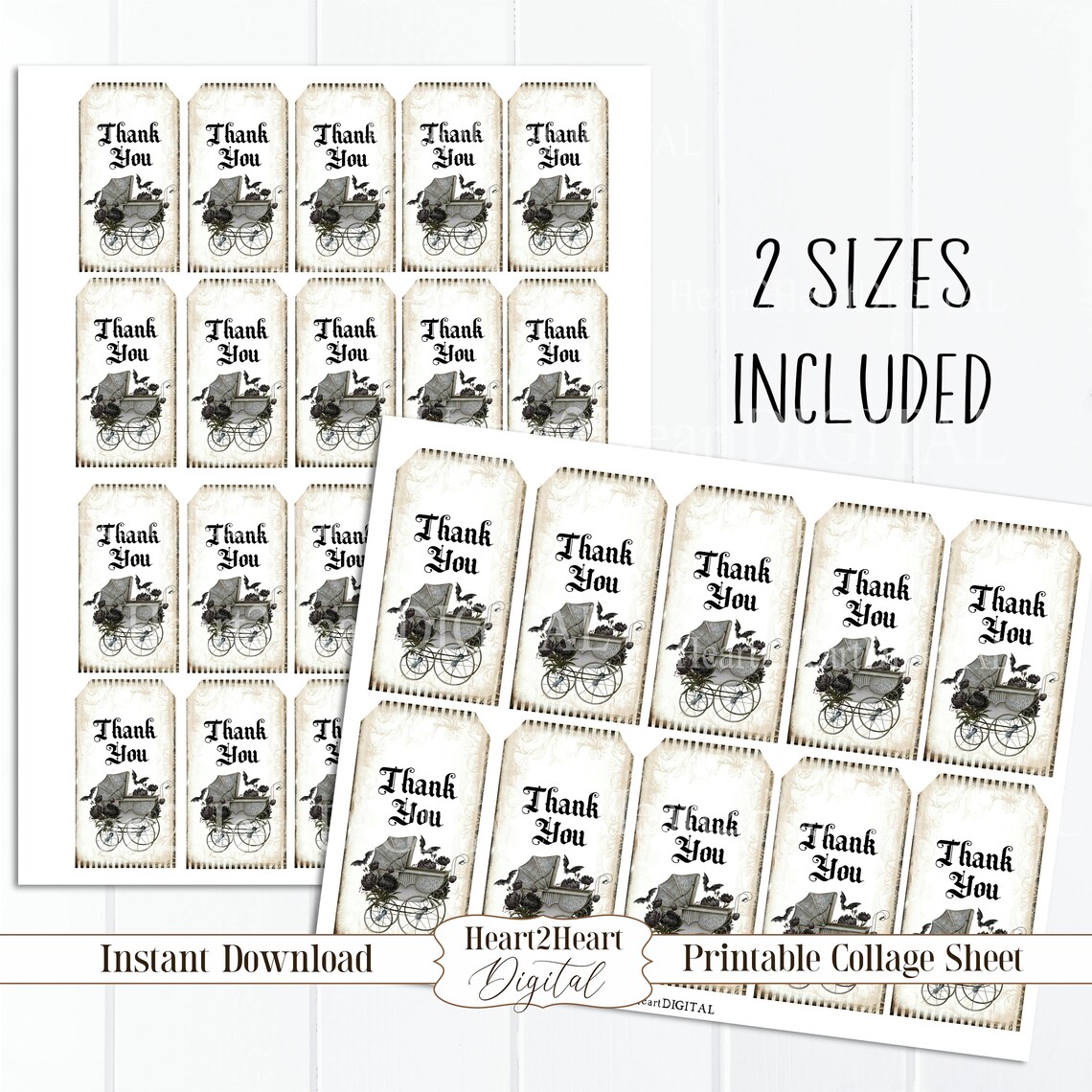Gothic Baby Shower Thank You Tags, Halloween Baby Shower, Baby Shower ...