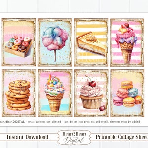 Summer Sweet Treat Collage Sheet Summer Journal Cards ATC ACEO Ice ...