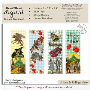 Printable Vintage Wizard of Oz Bookmarks, Collage Sheet, Digital ...