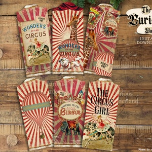Circus Bookmark Tags Junk Journal Digital Collage Sheet | Etsy