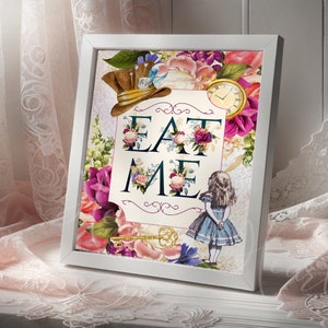 Alice in Wonderland Eat Me Sign, Onederland, Tea Party Sign, Mad Hatter ...