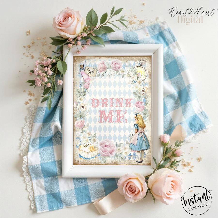 Two Alice in Wonderland Party Signs |drink Me Sign & Eat Me Sign | Tea ...