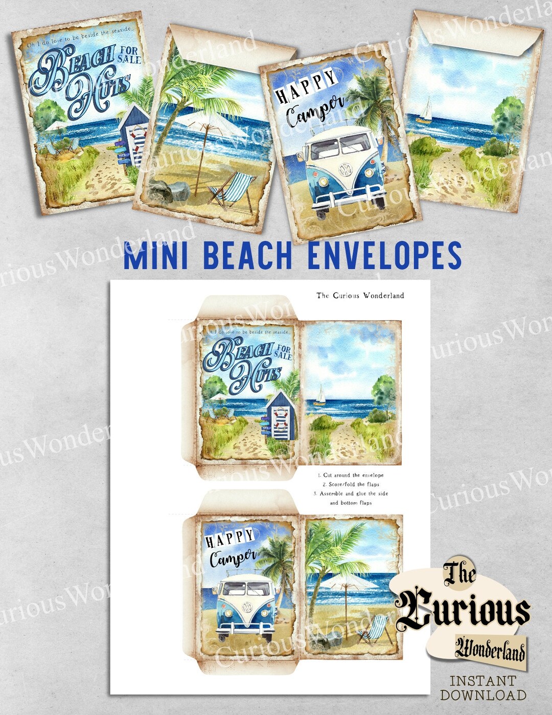 Mini Beach Envelopes, Printable Envelopes, Nautical Junk Journal ...