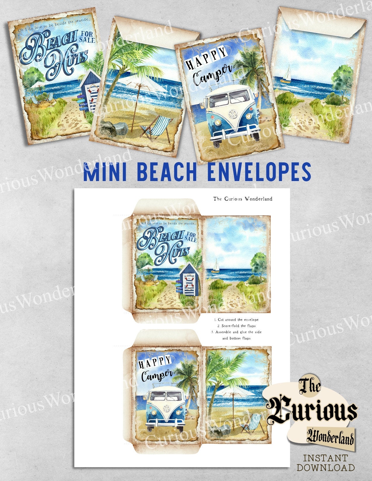 Mini Beach Envelopes Printable Envelopes Nautical Junk - Etsy