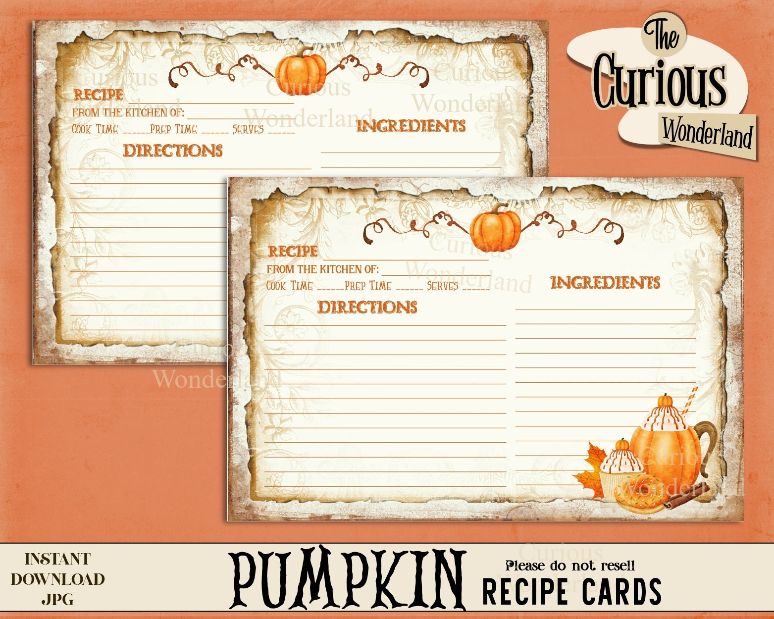 Fall Pumpkin Recipe Cards Collage Sheet Printable Recipe - Etsy España