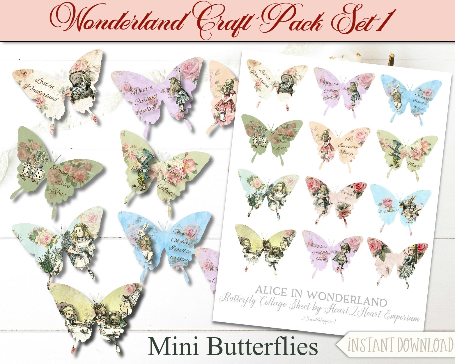 Printable Alice in Wonderland Craft Pack Scrapbook Kit Journal - Etsy UK