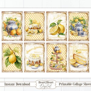 Farmhouse Mini Lemon Food Cards Collage Sheet, Tags, Journal Cards ...