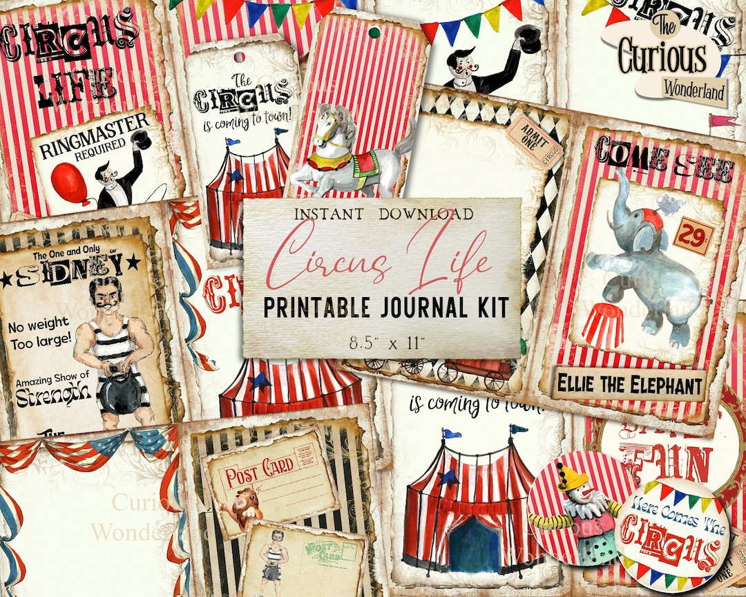 Circus Junk Journal Pages, Kit Printable, Digital Journal Kit, Tattered ...