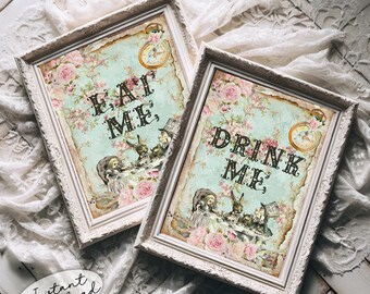 Alice in Wonderland Drink Me Sign, Eat Me Sign, Tea Party, Party Sign ...