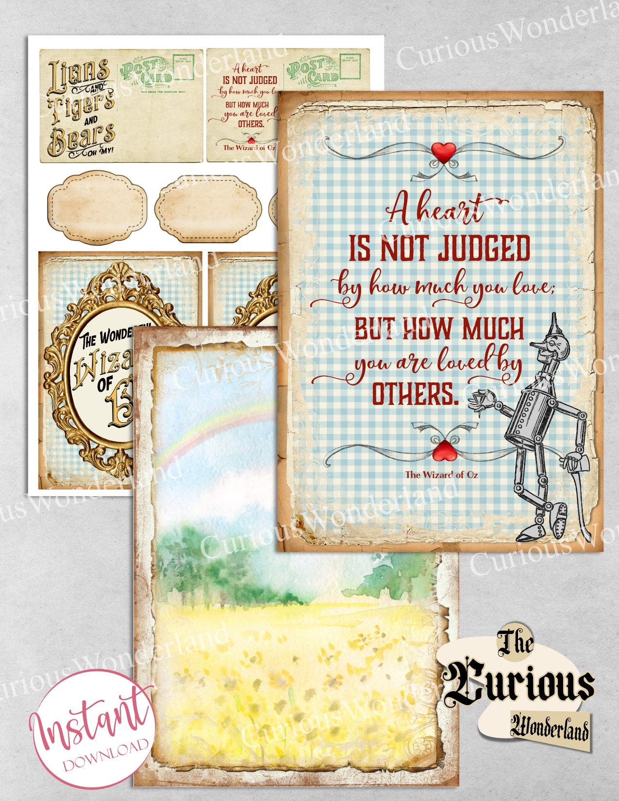 Wizard of Oz Printable Junk Journal Kit Craft Scrapbooking | Etsy