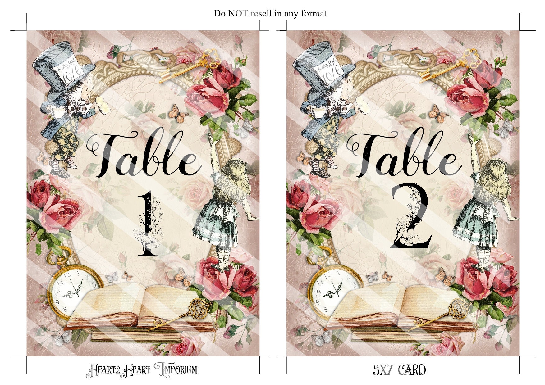 Alice in Wonderland Printable Table Numbers Table 1-20 Mad | Etsy UK