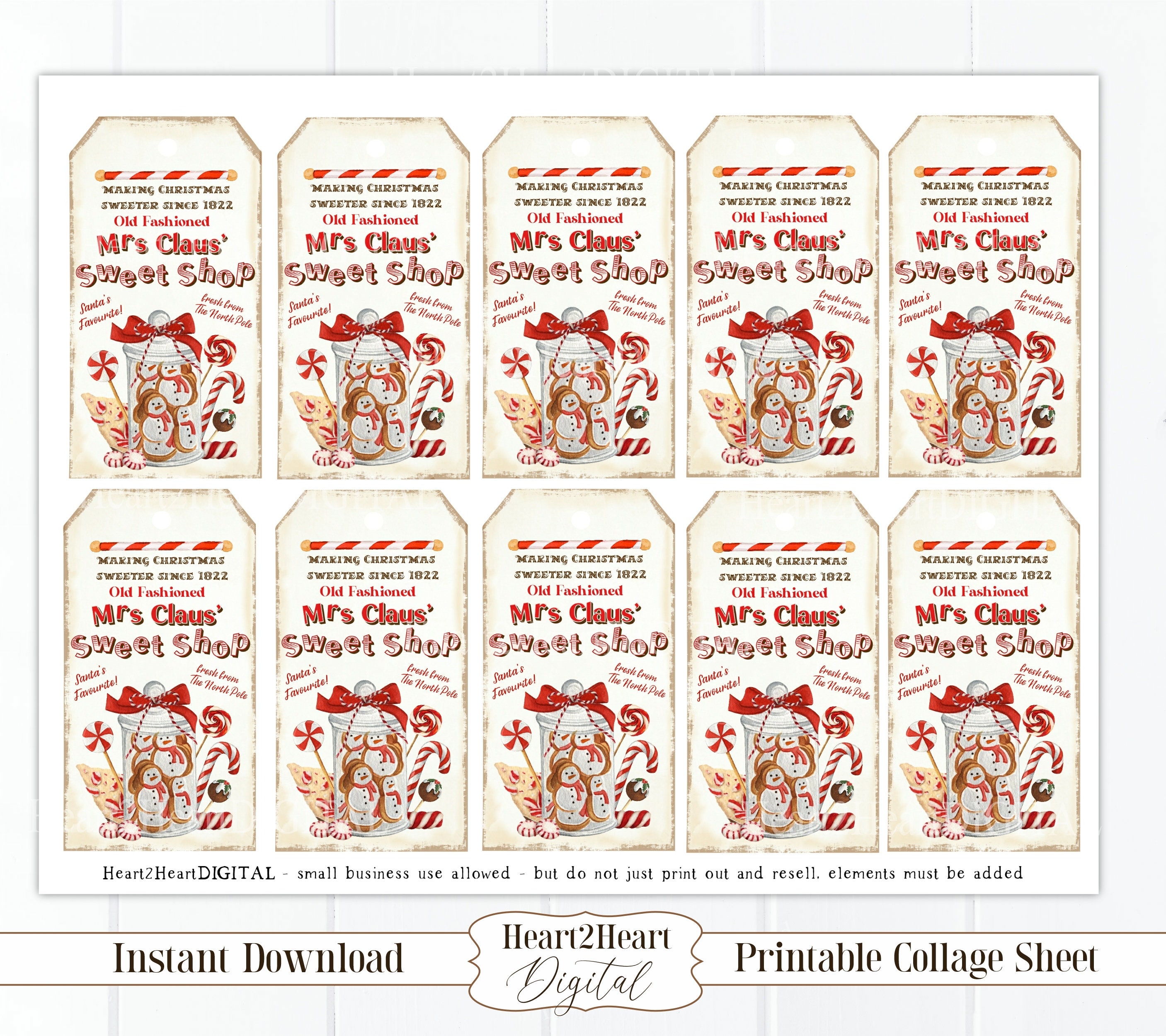 Mrs Claus Sweet Shop Tags Printable Tags Sweet Treat Tags - Etsy UK