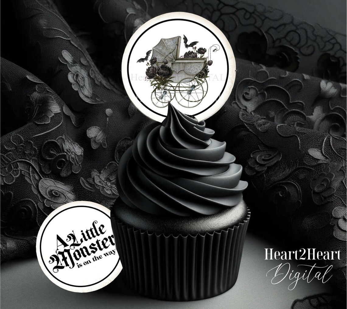 Goth Baby Shower Circle Tags DIY Gift Labels 2.5 Inches Printable ...