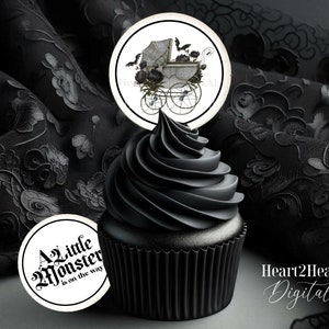 Goth Baby Shower Circle Tags DIY Gift Labels 2.5 Inches Printable ...