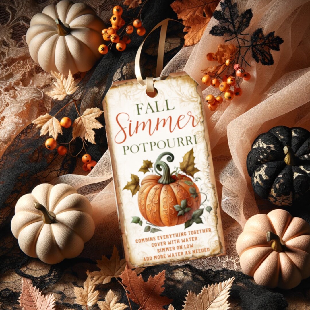 Printable Fall Simmer Pot Tags, Stovetop Potpourri Tag, Pumpkin Tag ...
