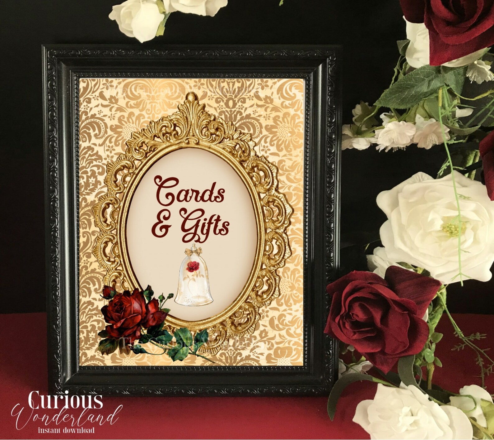 Beauty and the Beast Cards & Gifts Sign Wedding Printable - Etsy