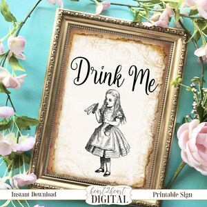 Vintage Set of 2 Alice in Wonderland Party Food Signs, Drink Me, Eat Me ...