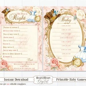 Alice in Wonderland Baby Shower Games - Printable Games - Bingo - Don't ...