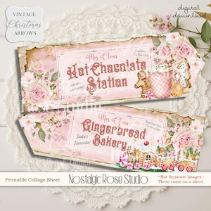 Shabby Chic Pink Christmas Hot Chocolate Gingerbread Arrow Signs ...