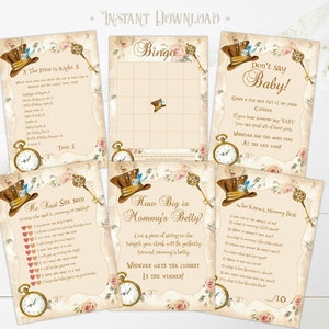 Alice in Wonderland Baby Shower Games Printable Games | Etsy