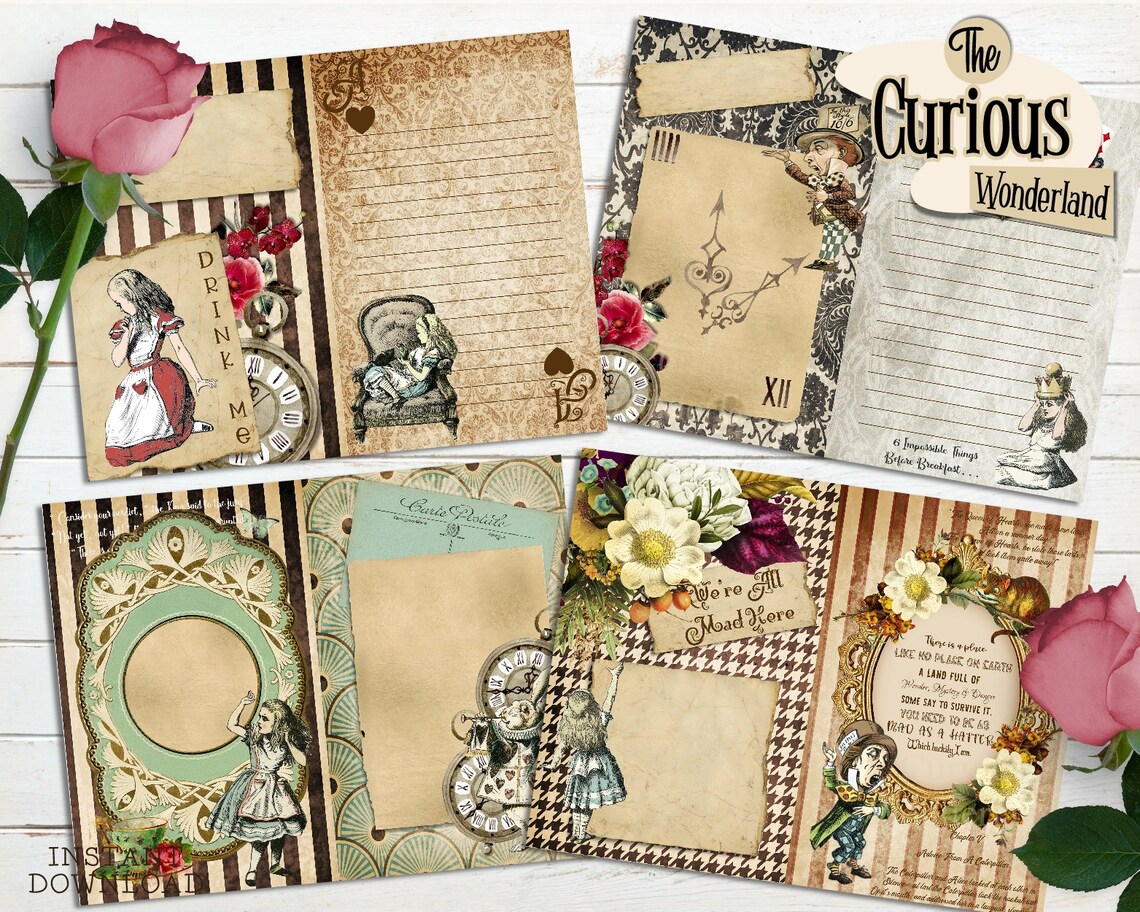 Alice in Wonderland Junk Journal Pages Printable Journal - Etsy UK