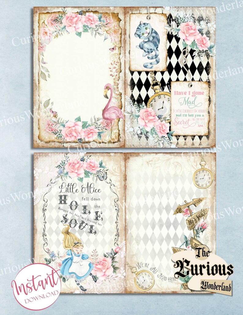 Printable Alice in Wonderland Junk Journal Pages Printable - Etsy UK