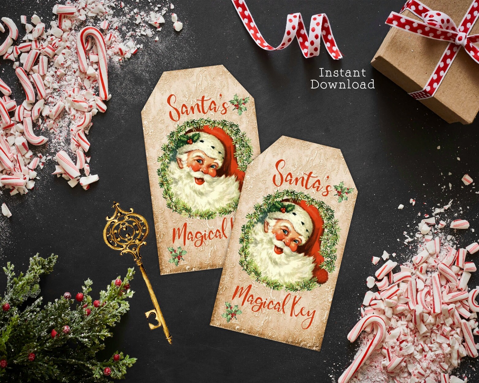 Santa's Magical Key Printable Christmas Tag Digital | Etsy