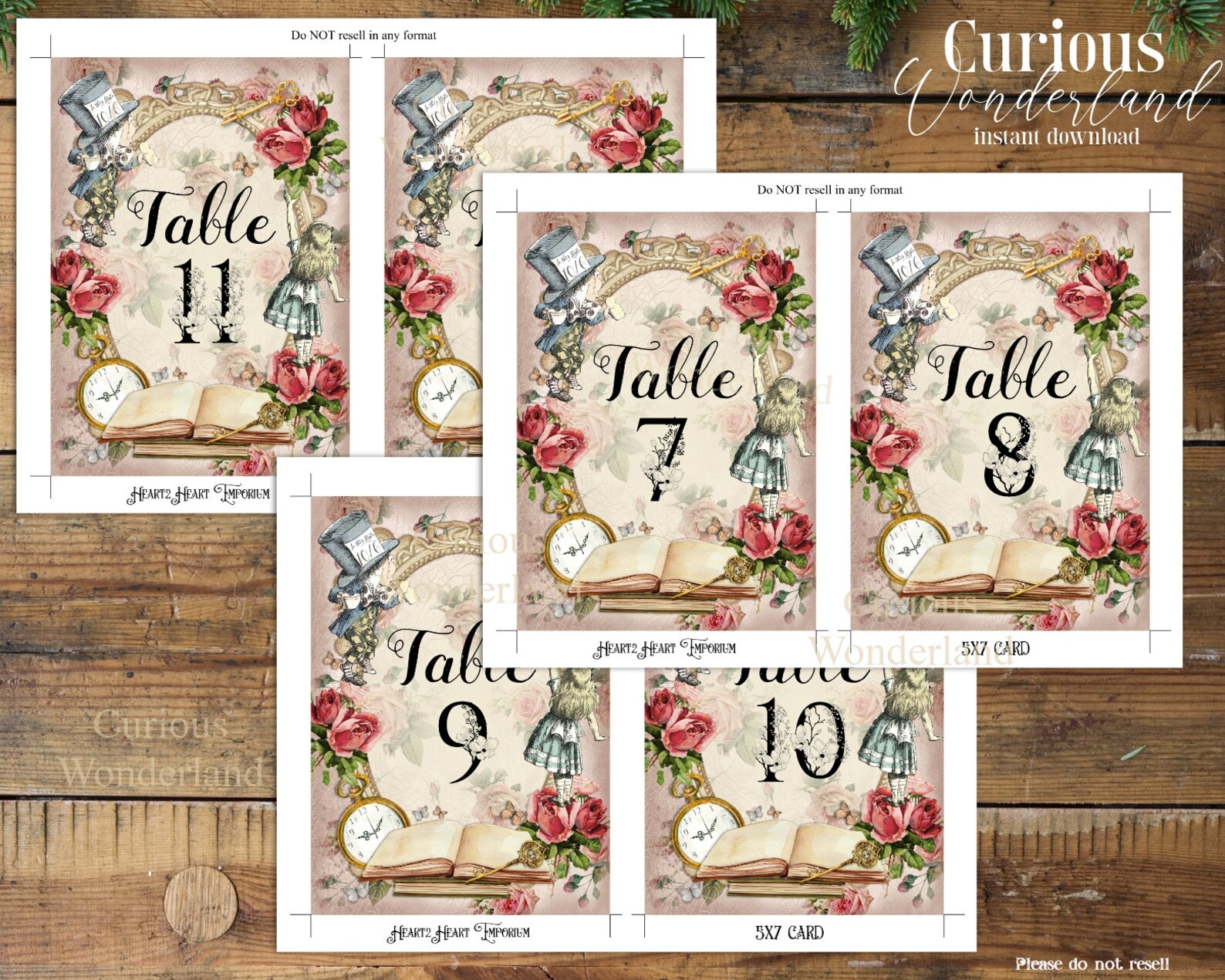 Alice in Wonderland Printable Table Numbers Table 1-20 Mad - Etsy