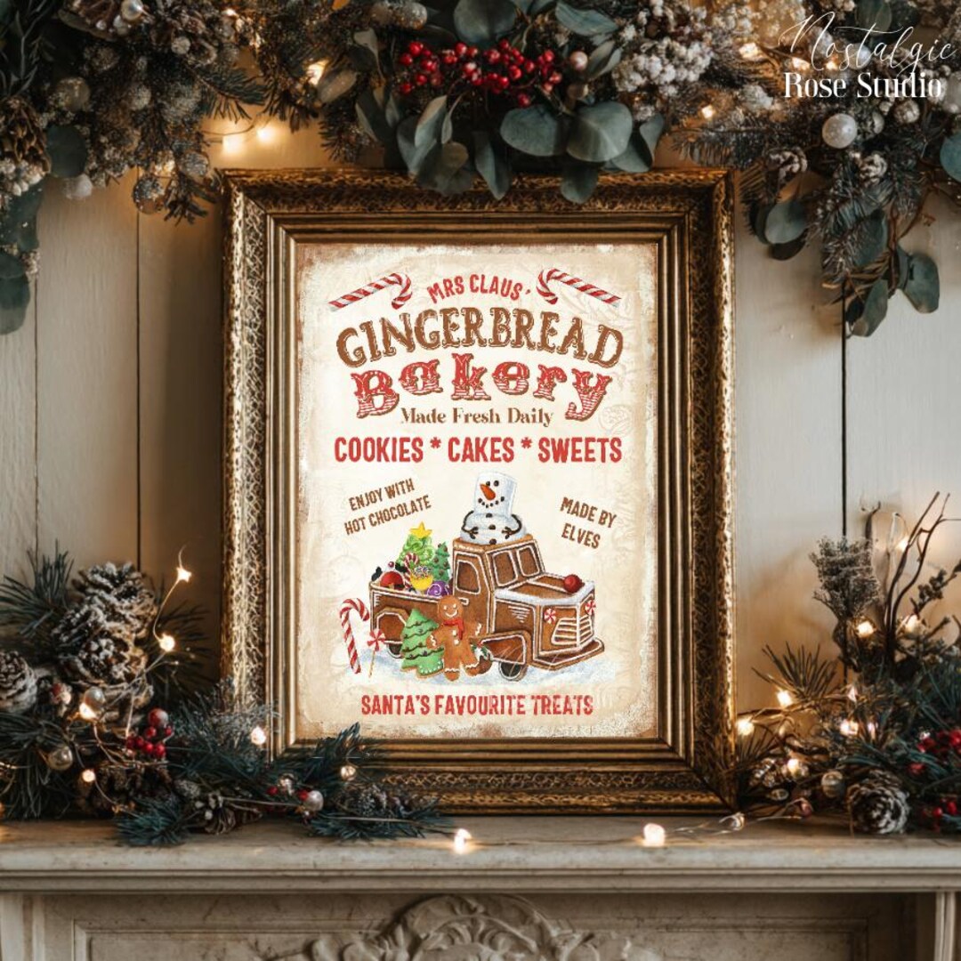 Christmas Gingerbread Bakery Sign - Digital Instant Download ...