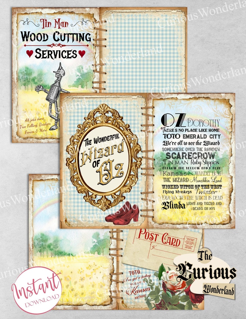 Wizard of Oz Printable Junk Journal Kit Craft Scrapbooking - Etsy