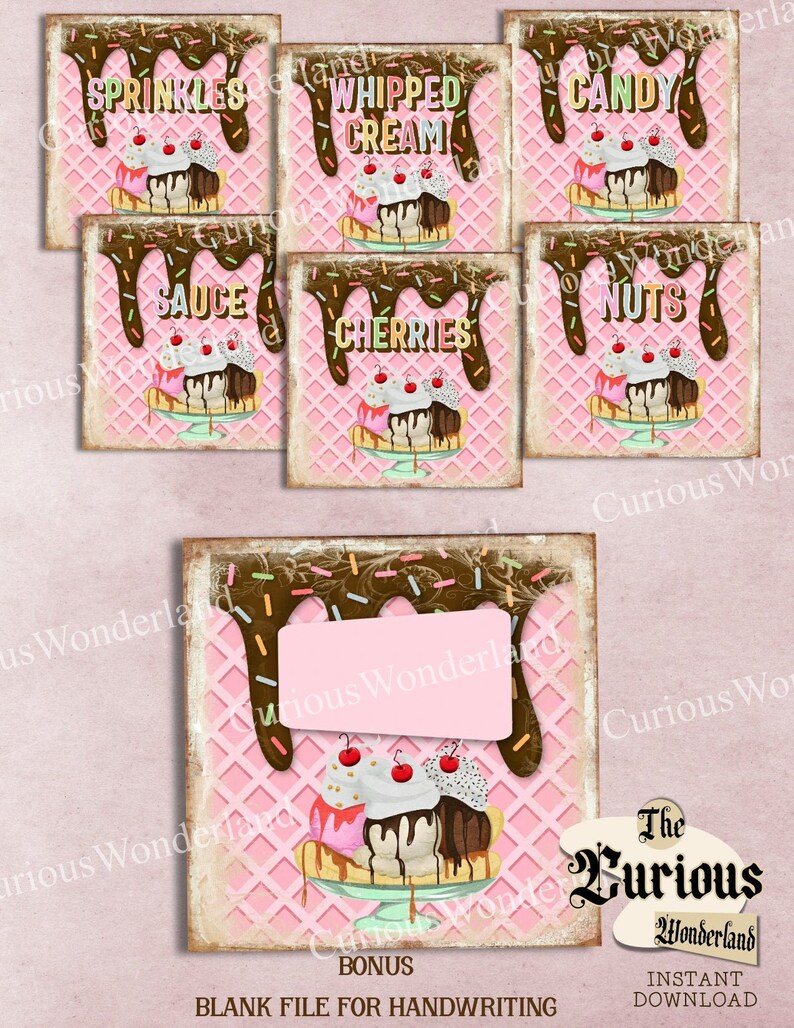 Ice Cream Sundae Mini Topping Tags Ice Cream Party Sundae - Etsy UK