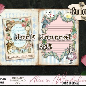Alice in Wonderland Junk Journal Pages Printable Digital Journal Kit ...