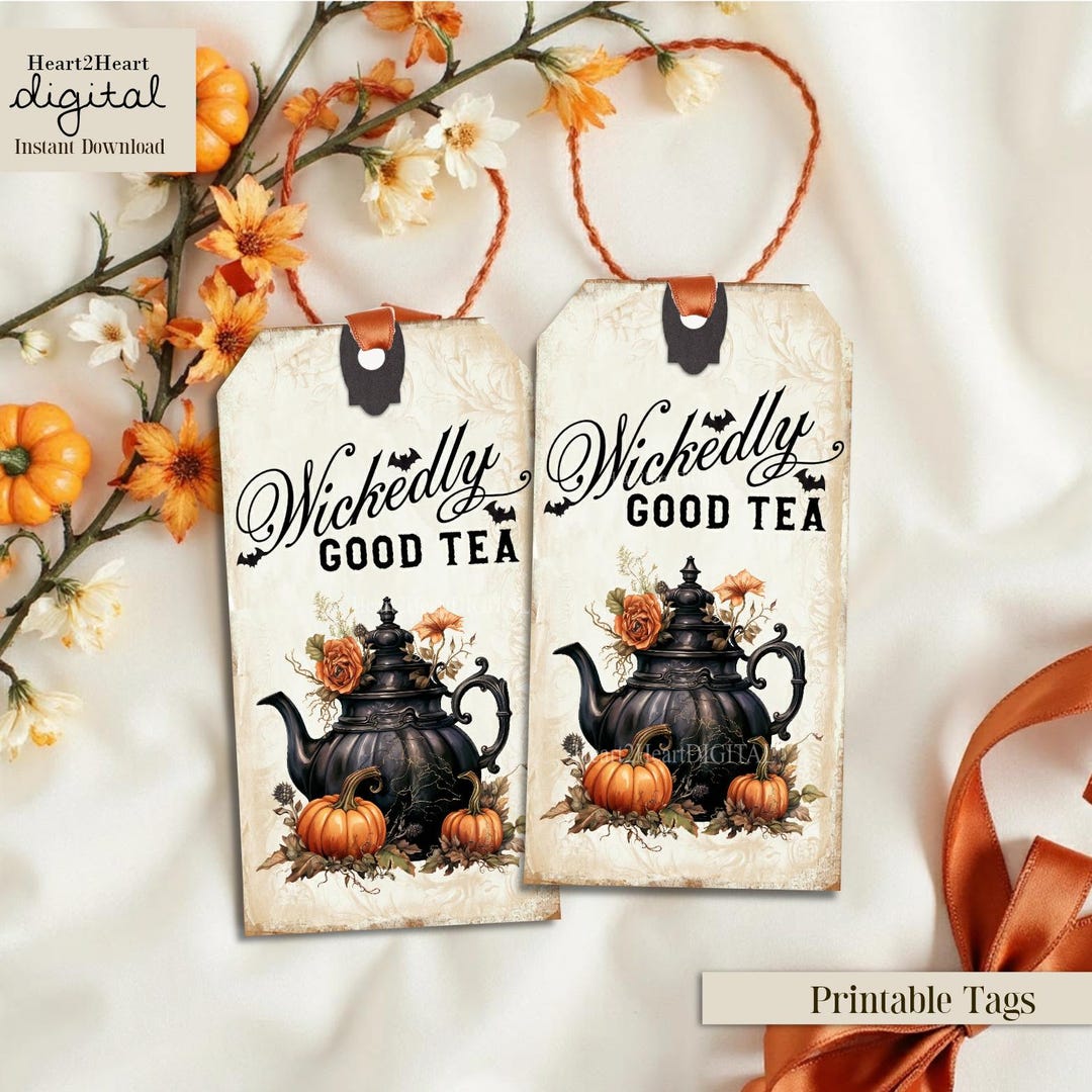 Gothic Tea Tags, Wickedly Good Tea Witches Brew. Halloween Tags ...