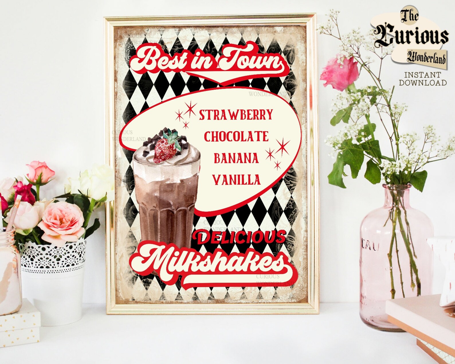 Retro Milkshake Sign INSTANT DOWNLOAD Printable Sign - Etsy UK