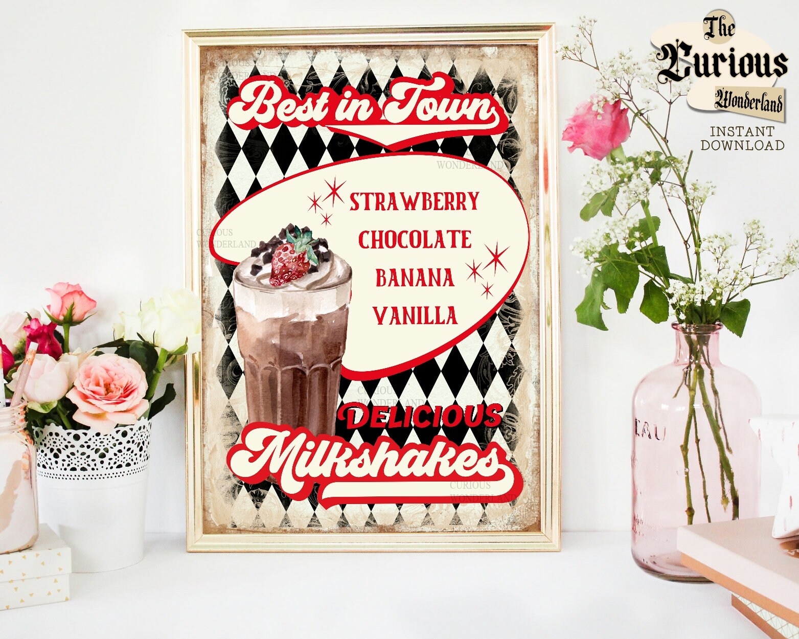 Retro Milkshake Sign INSTANT DOWNLOAD Printable Sign - Etsy UK