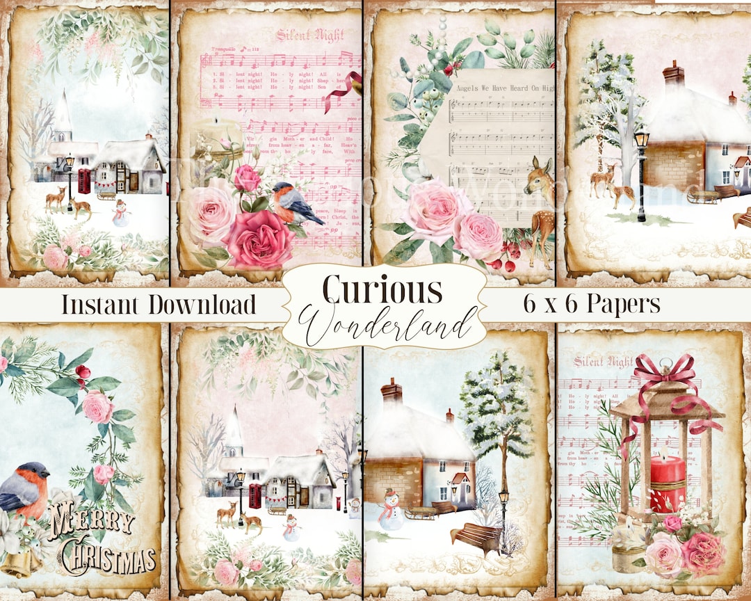 Shabby Christmas 6x6 Papers, Printable, Digital Journal Kit, Christmas ...