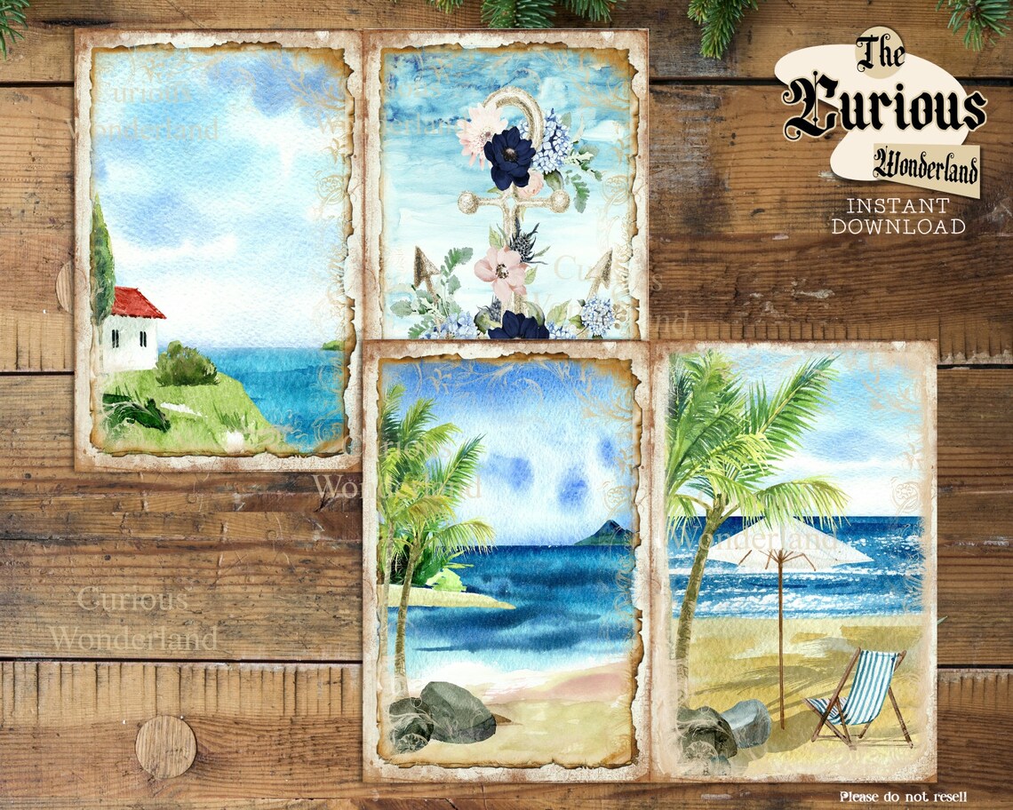 Sunny Days Beach Junk Journal Ephemera Nautical Pack Digital Download ...
